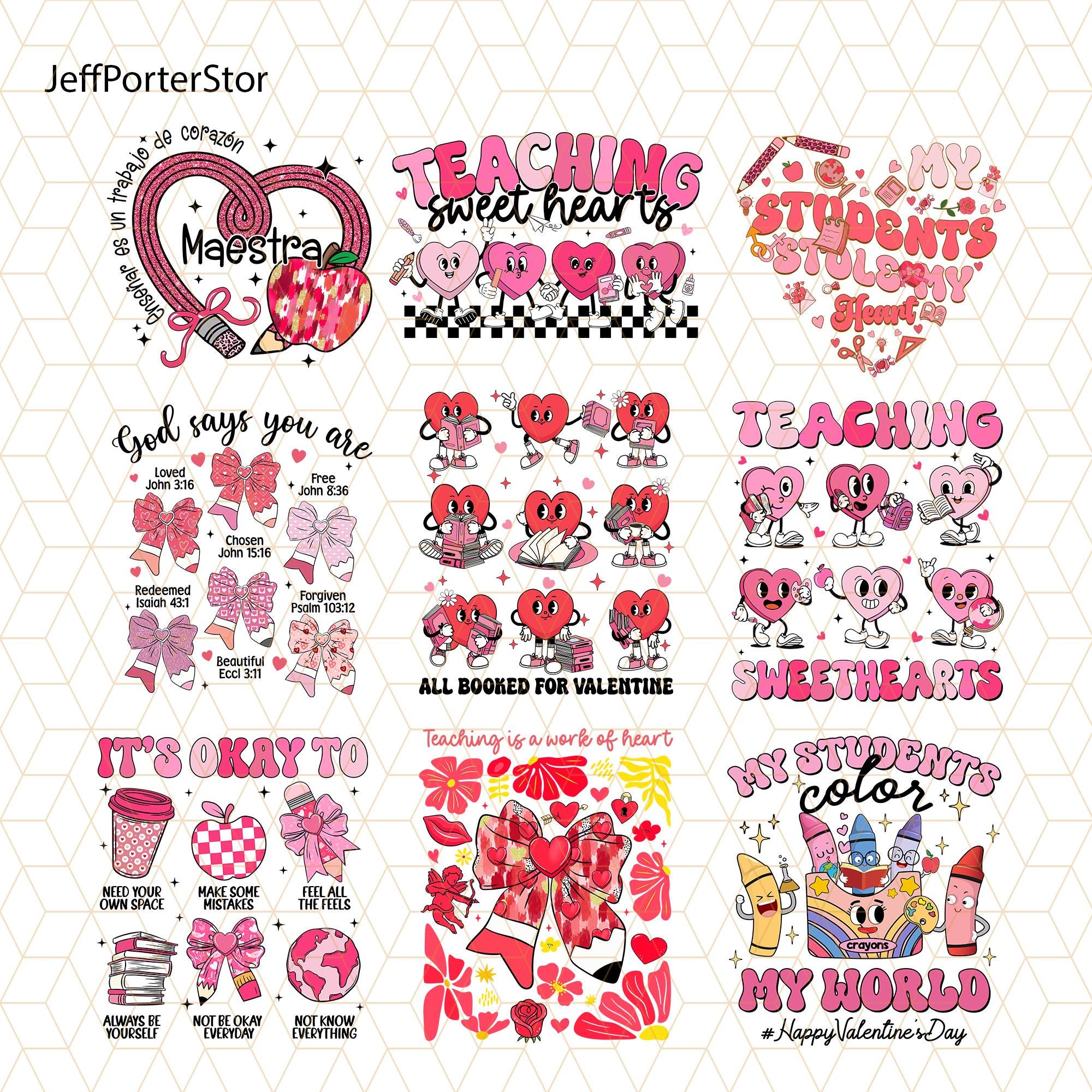 10 Teacher Valentine Bundle Png, Teacher Coquette Png, Valentine Day ...