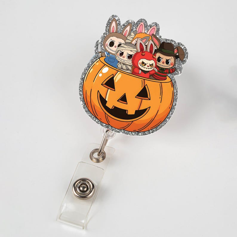 Labubu Ghost Badge Reel, Labubu Back to School Badge Reel, Teacher ID ...