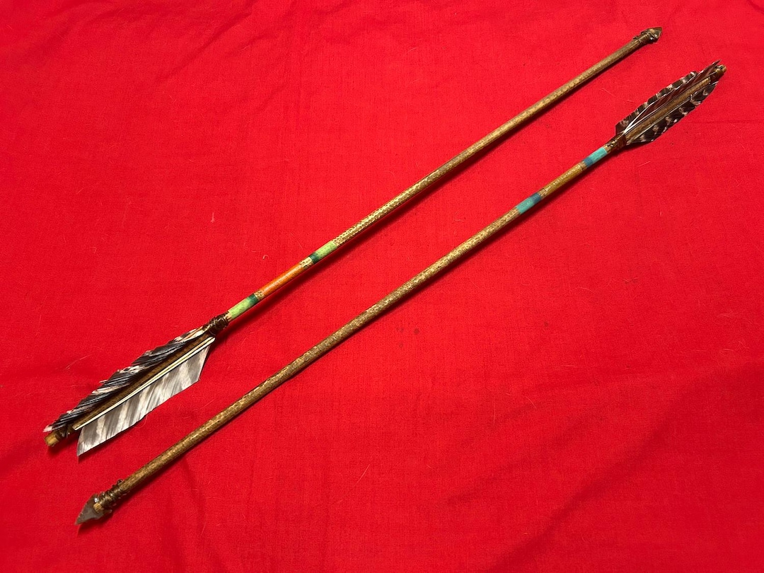 2 Early Native American Indian Wooden Arrows With Flint / Stone Tips ...