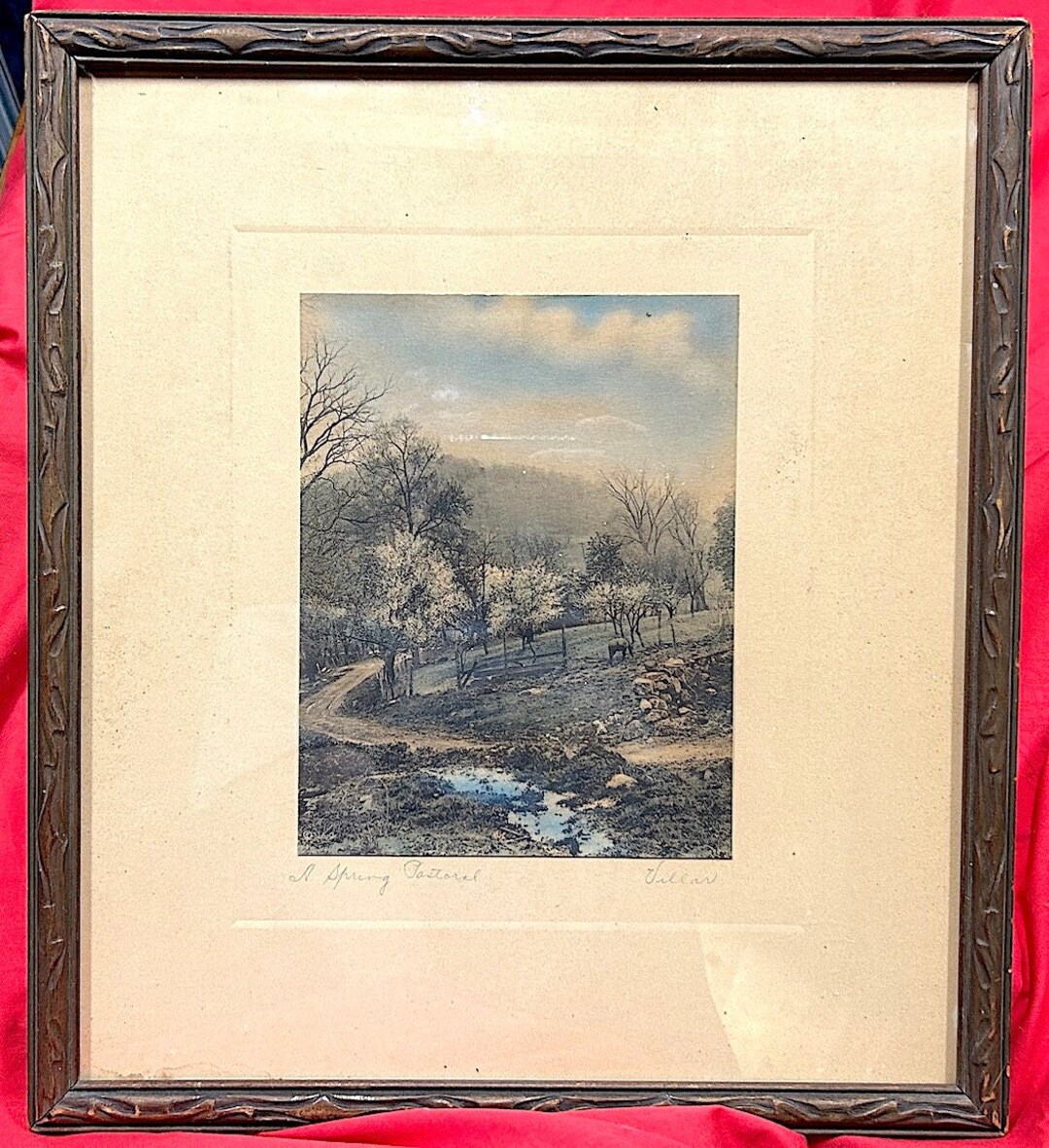 Beautiful Vintage Hand Colored Photo "a Spring Pastoral" by Villar ...
