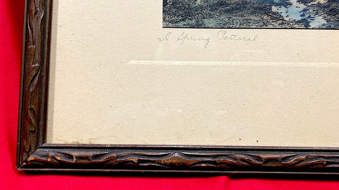 Beautiful Vintage Hand Colored Photo a Spring Pastoral by Villar ...