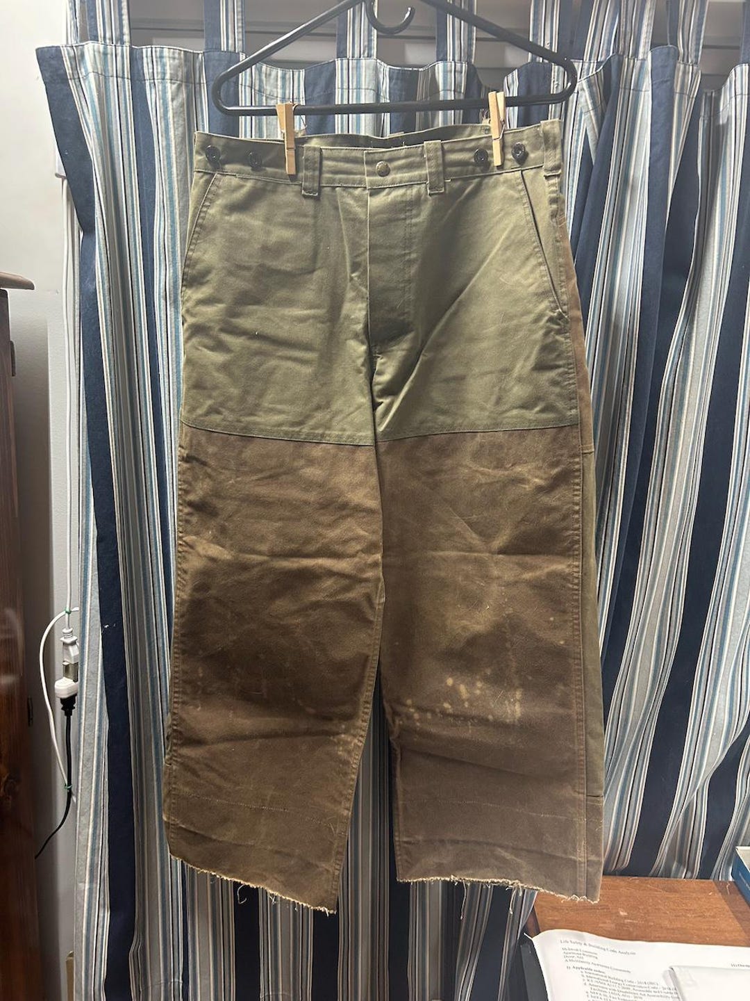 Vintage Filson Oiled Tin Pants Mens 36 Tan & Olive Green Style 467 ...