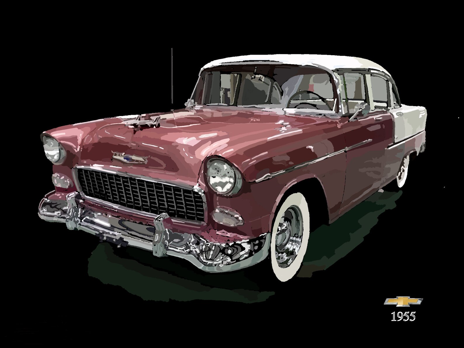 1955 Cherry Red Chevrolet Car Digital - Etsy