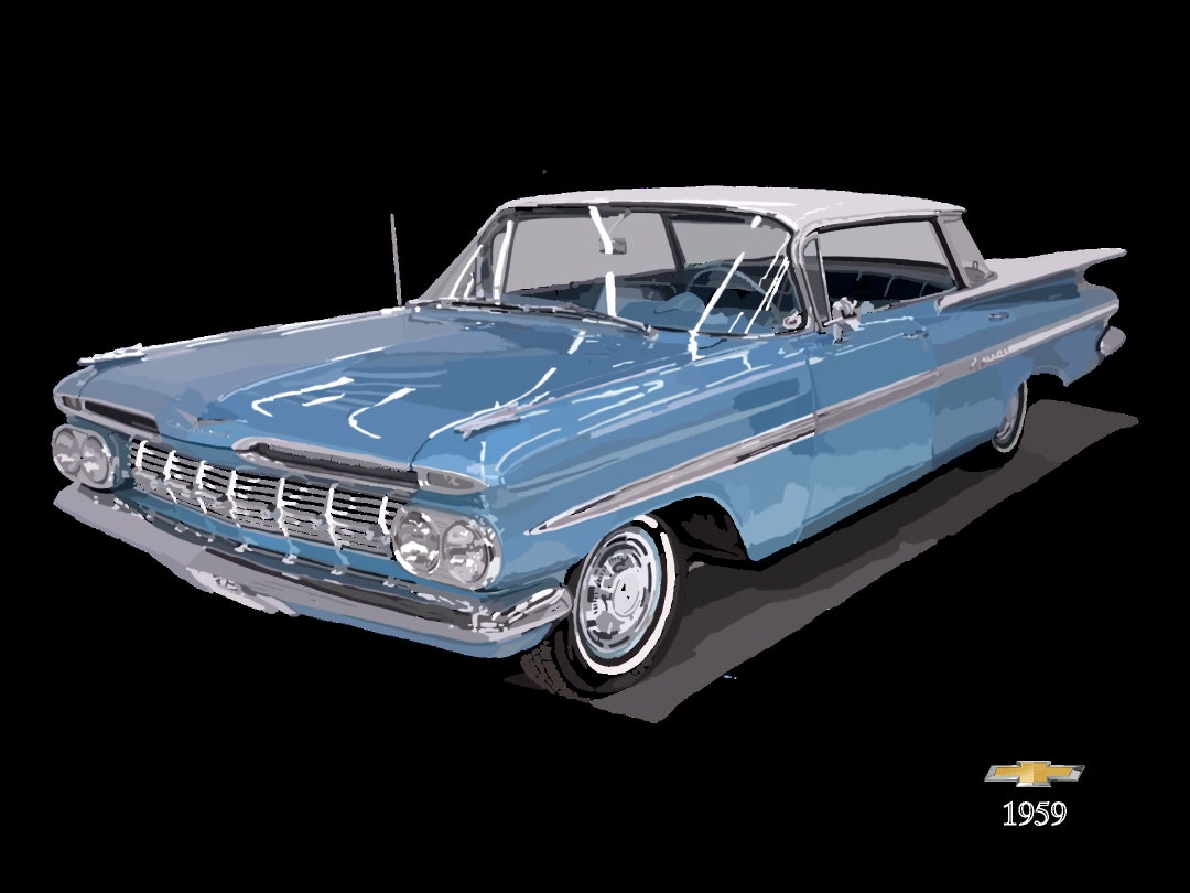 1959 Baby Blue Chevrolet Digital Car - Etsy