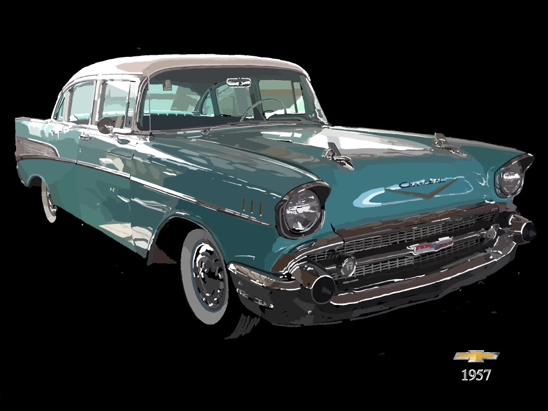 1957 Model Turquoise Chevrolet Car Digital - Etsy