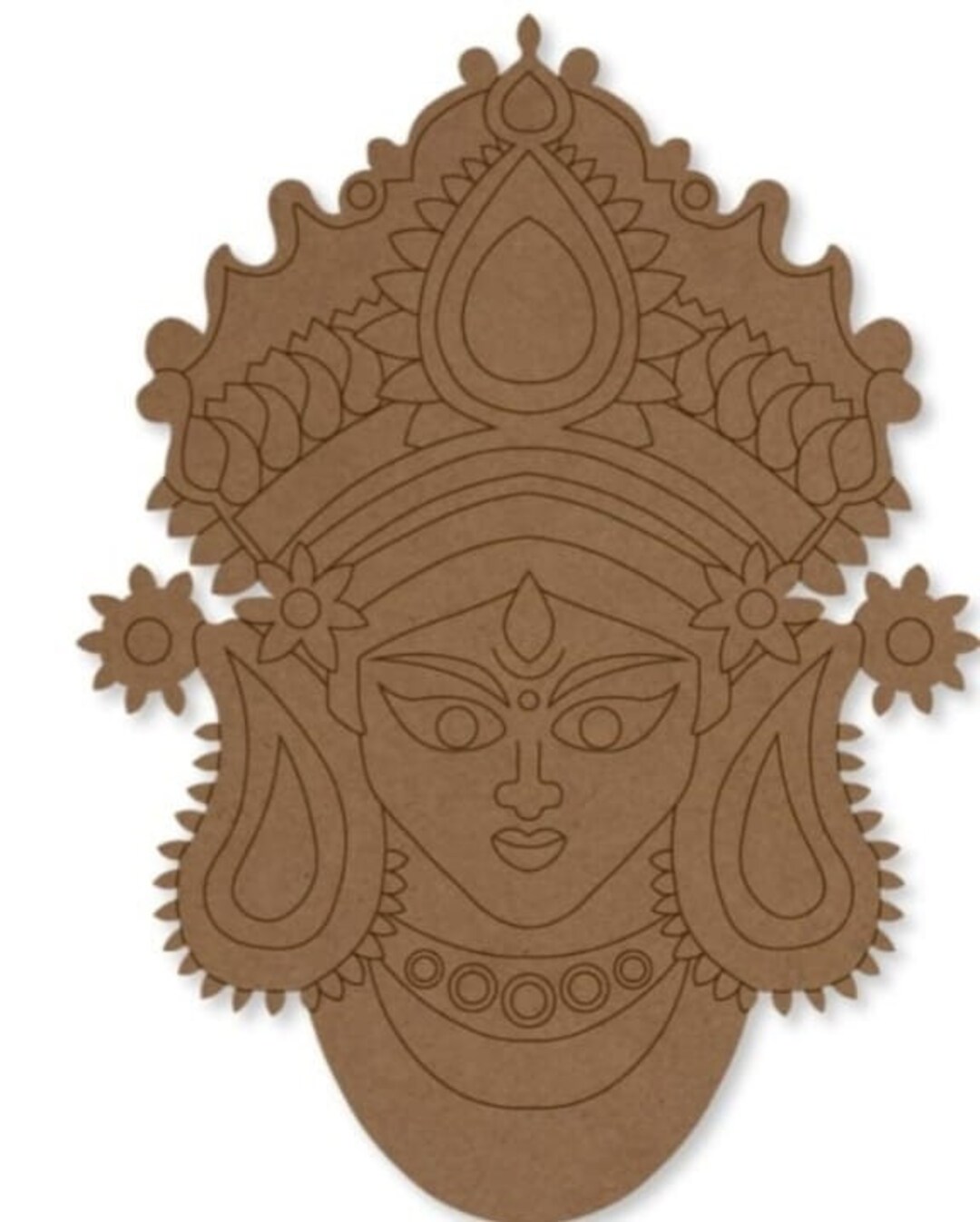 Pre Marked Maa Durga Laser Cut Outs Design Round MDF Board Laser Cutout ...