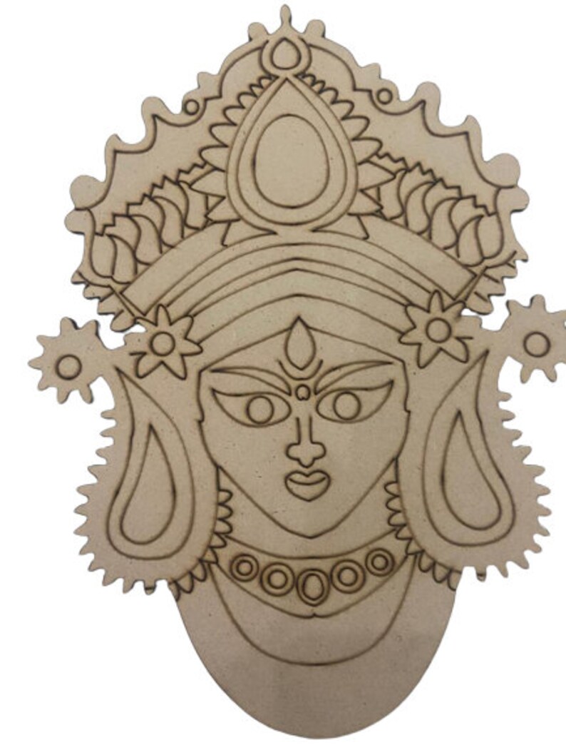 Pre Marked Maa Durga Laser Cut Outs Design Round MDF Board Laser Cutout ...