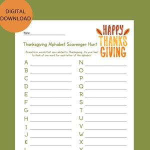 Thankful ABC Game, Thankful A-Z Game, Thanksgiving Gratitude Activity ...