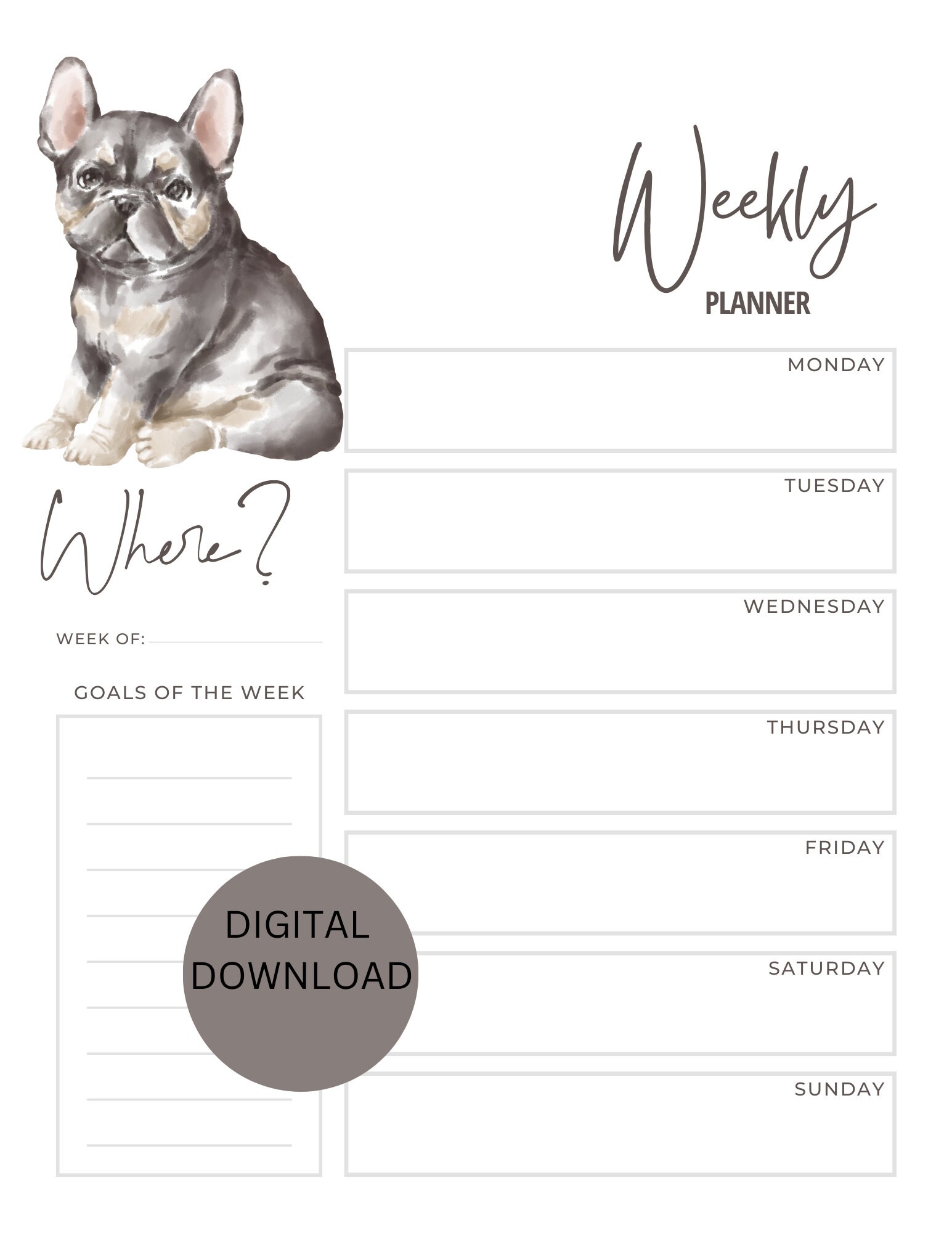 Weekly Planner Printable, to Do List, Minimal Weekly Schedule, Weekly ...