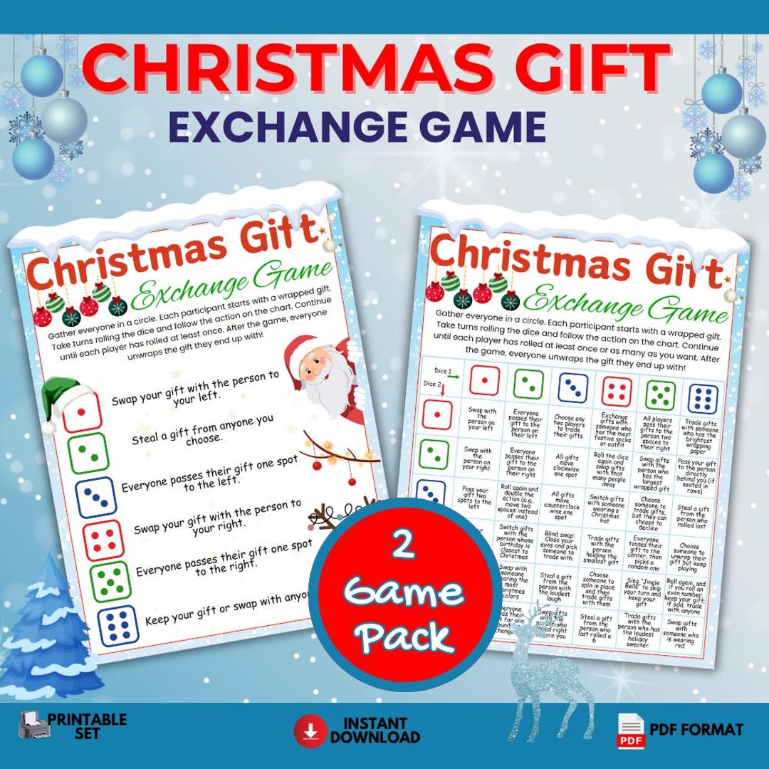 Christmas Gift Exchange Printable Game for Holiday Party and Family ...