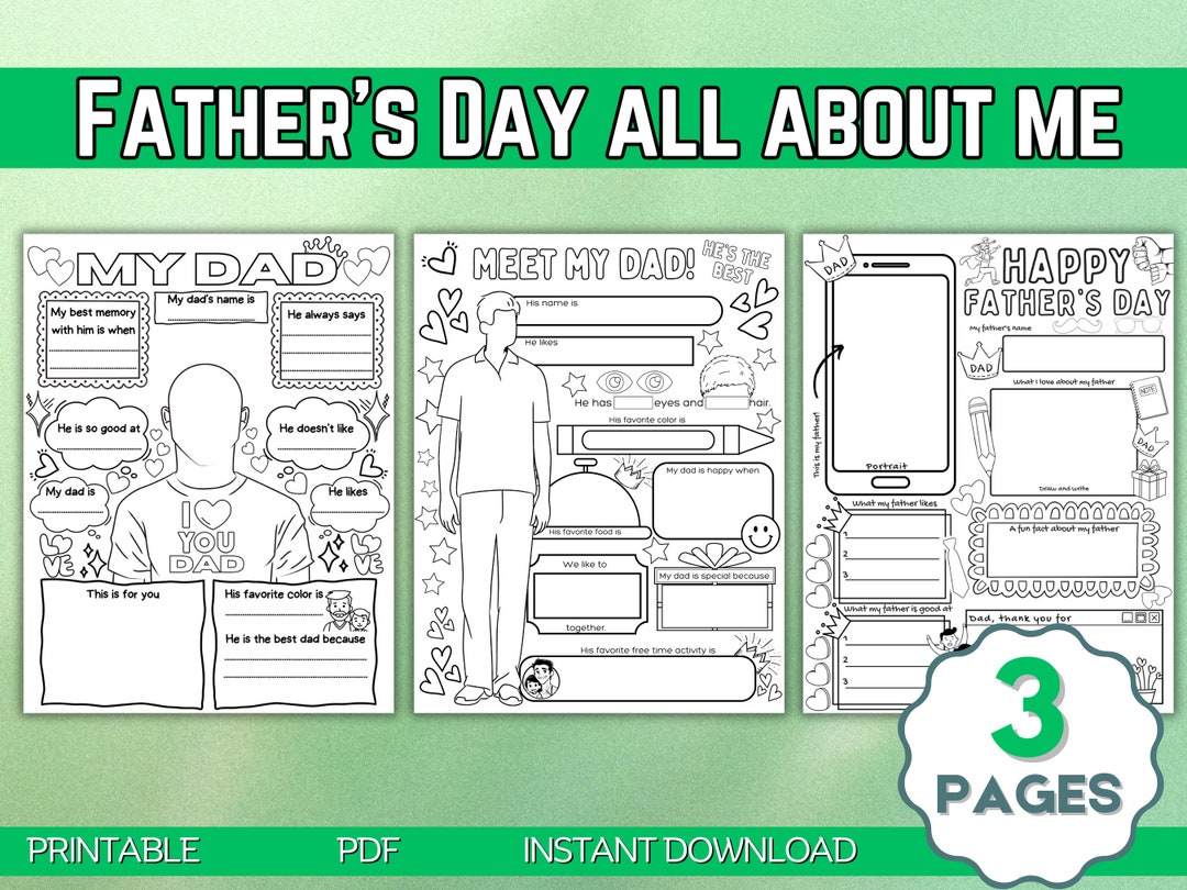 Father's Day All About Me, Meet My Dad, Father's Day Keepsakes, Unique ...