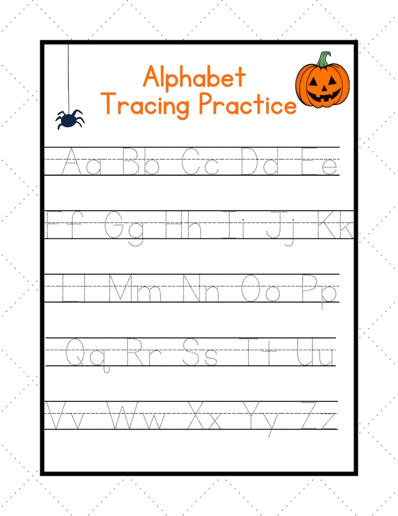 Halloween Alphabet Tracing Worksheets, A-Z, ABC Tracing Worksheet ...