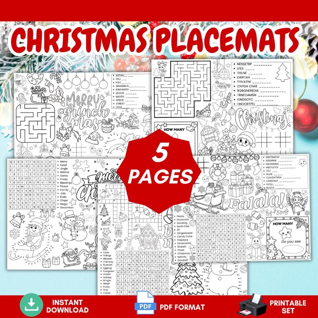 Printable Christmas Placemats for Kids; Fun Holiday Activities for ...