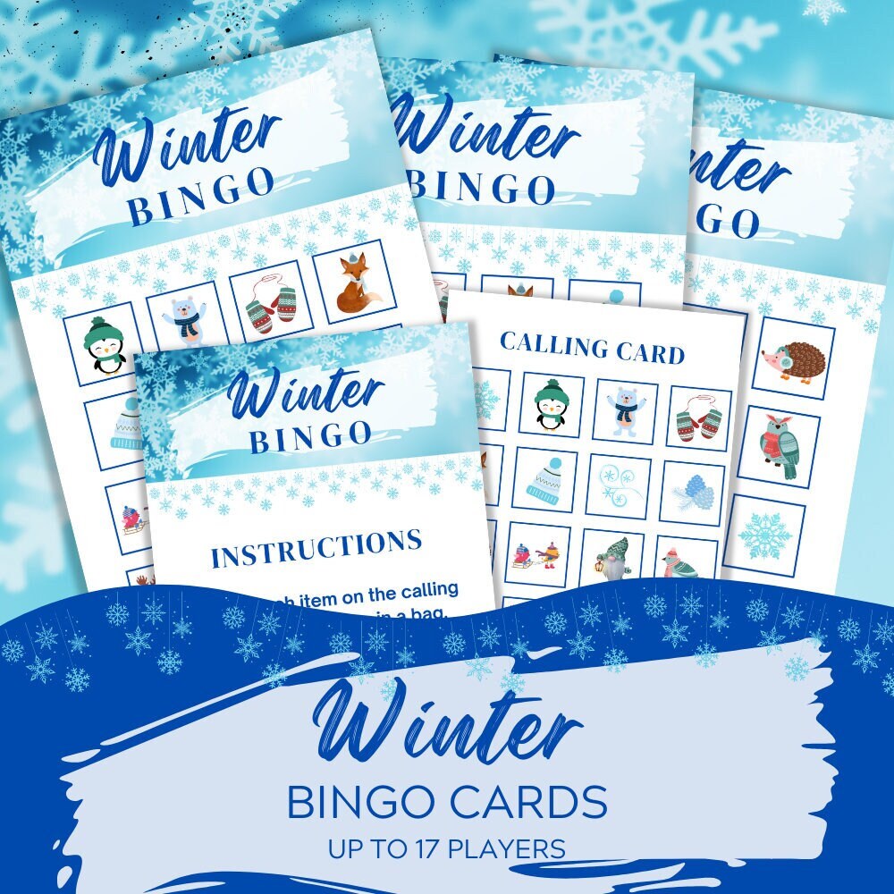 Winter Bingo Game, 17 Winter Bingo Cards, Winter Activity for Kids ...