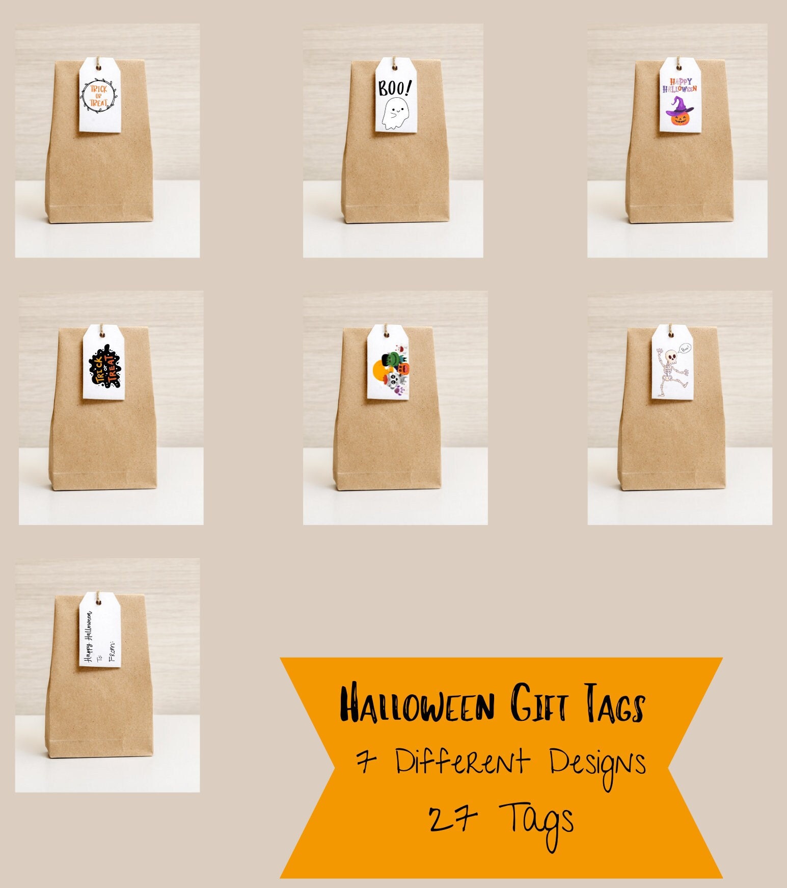 Halloween Treat Tags, Halloween Favor Tags, Instant Download Halloween ...