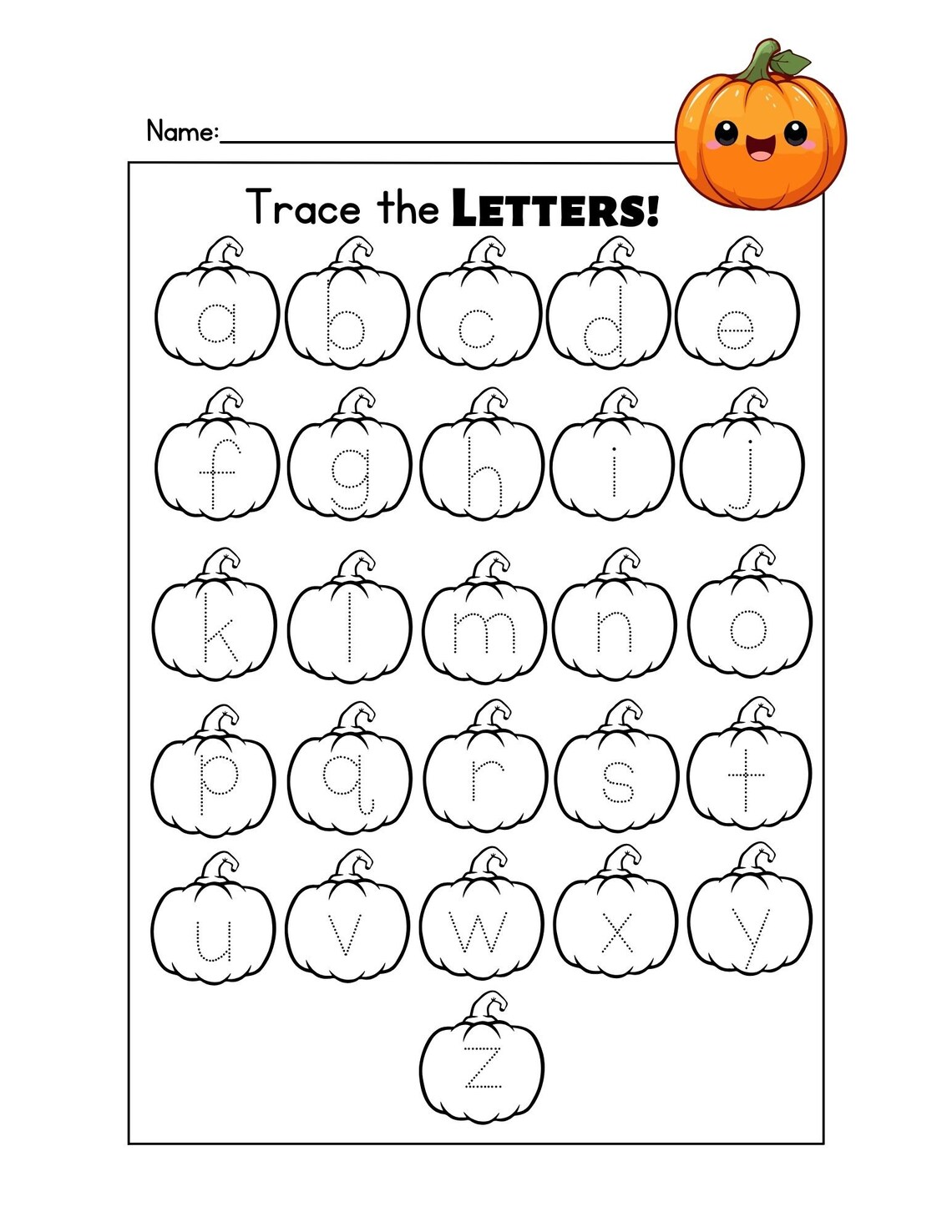 Halloween Alphabet Tracing Worksheets, A-Z, ABC Tracing Worksheet ...