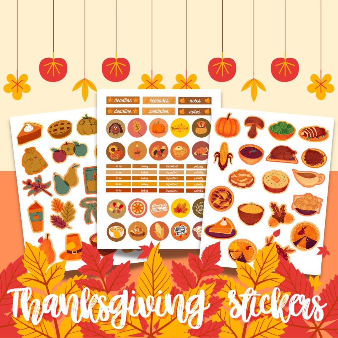 Thanksgiving Planner Stickers, Journal Stickers, Journaling Stickers ...