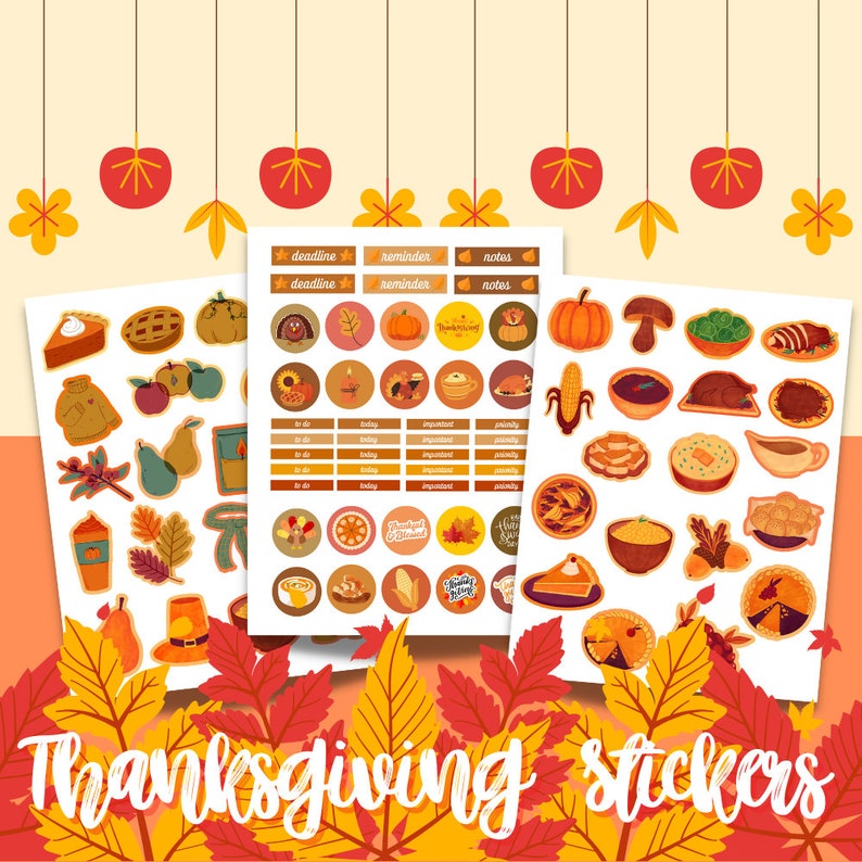 Thanksgiving Planner Stickers, Journal Stickers, Journaling Stickers ...