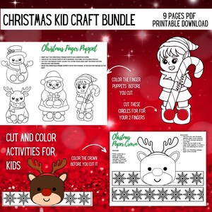 Christmas Kid Craft Bundle, Christmas Kids Word Search, Color by Number ...