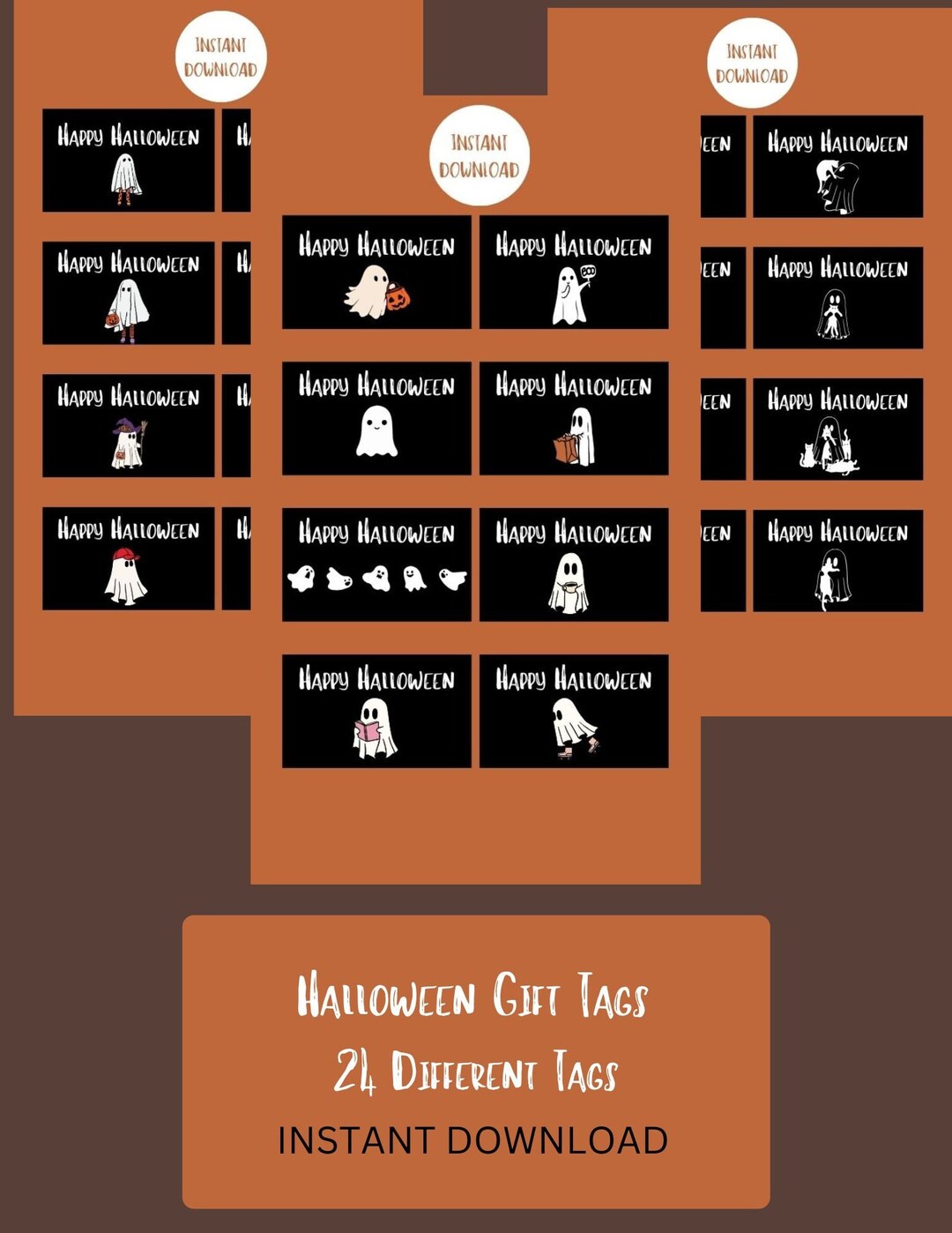 Printable Halloween Tags, Ghost Gift Tags, Treat Bag Tag, Ghost ...