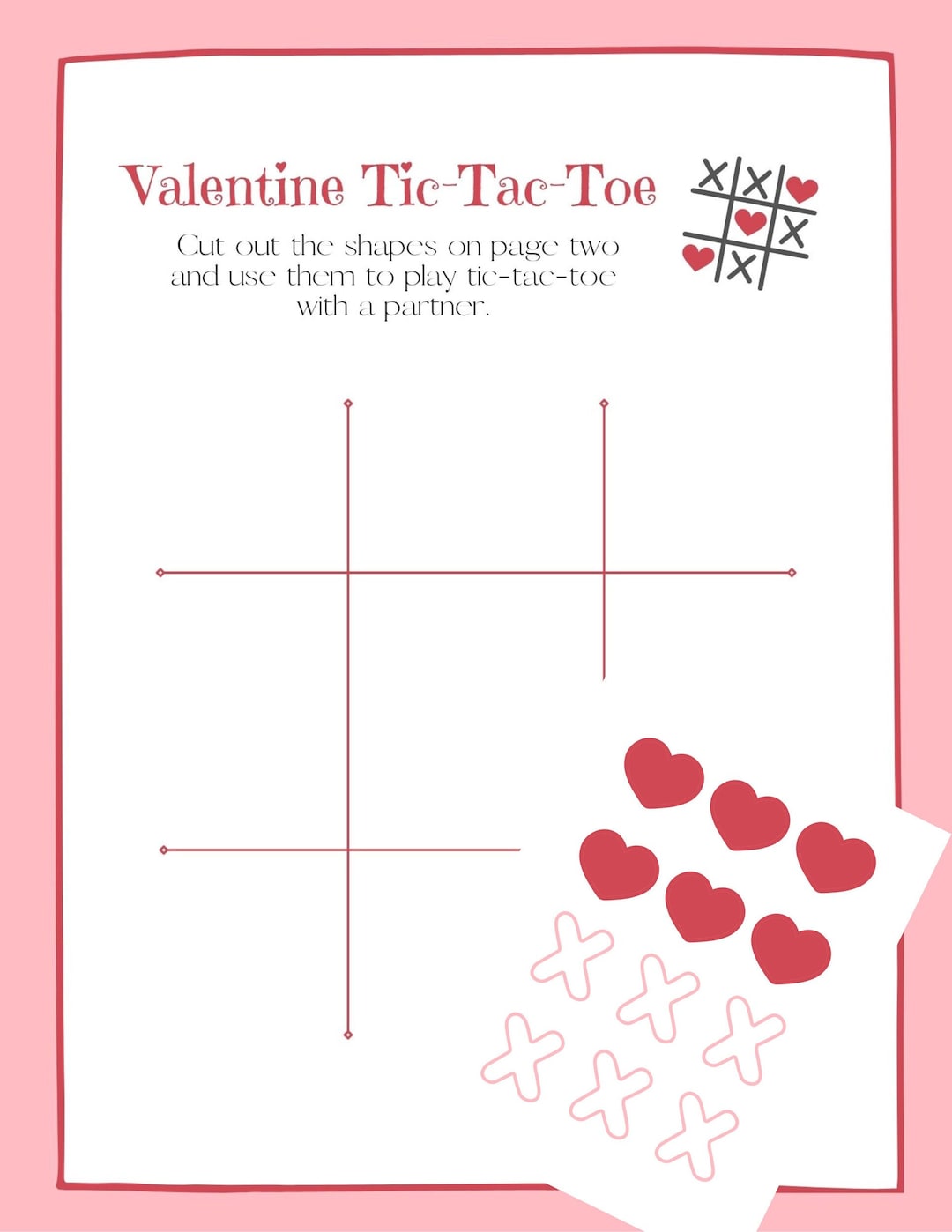 Valentine Tic-tac-toe, Valentine Activity Worksheet, Valentine ...