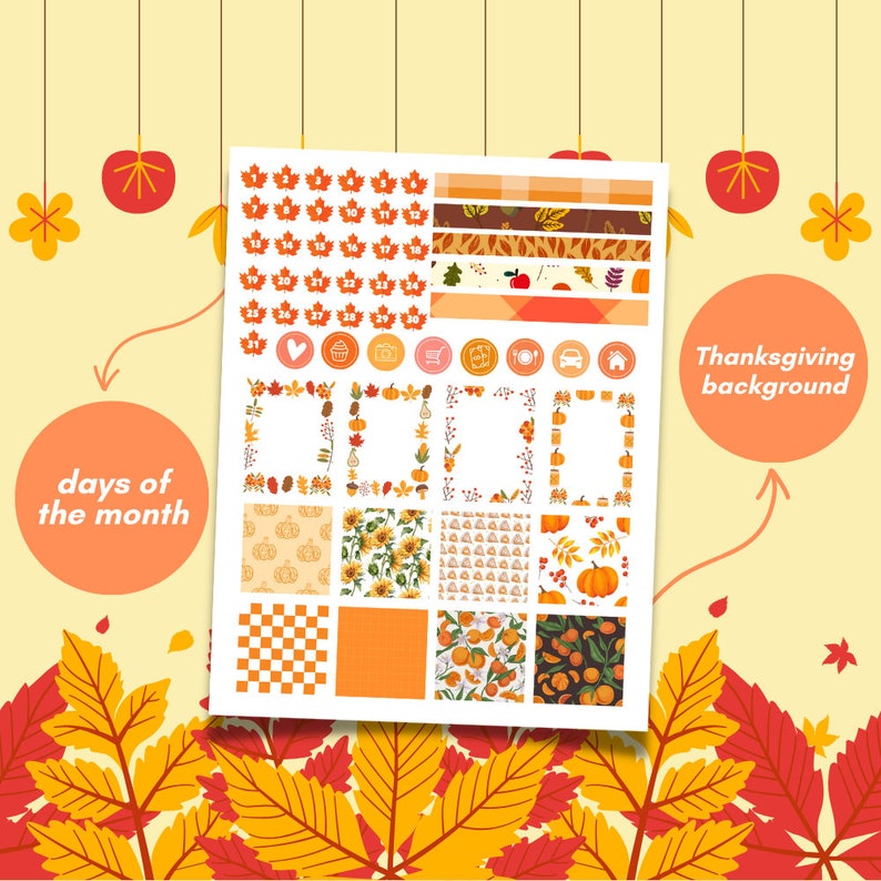 Thanksgiving Planner Stickers, Journal Stickers, Journaling Stickers ...
