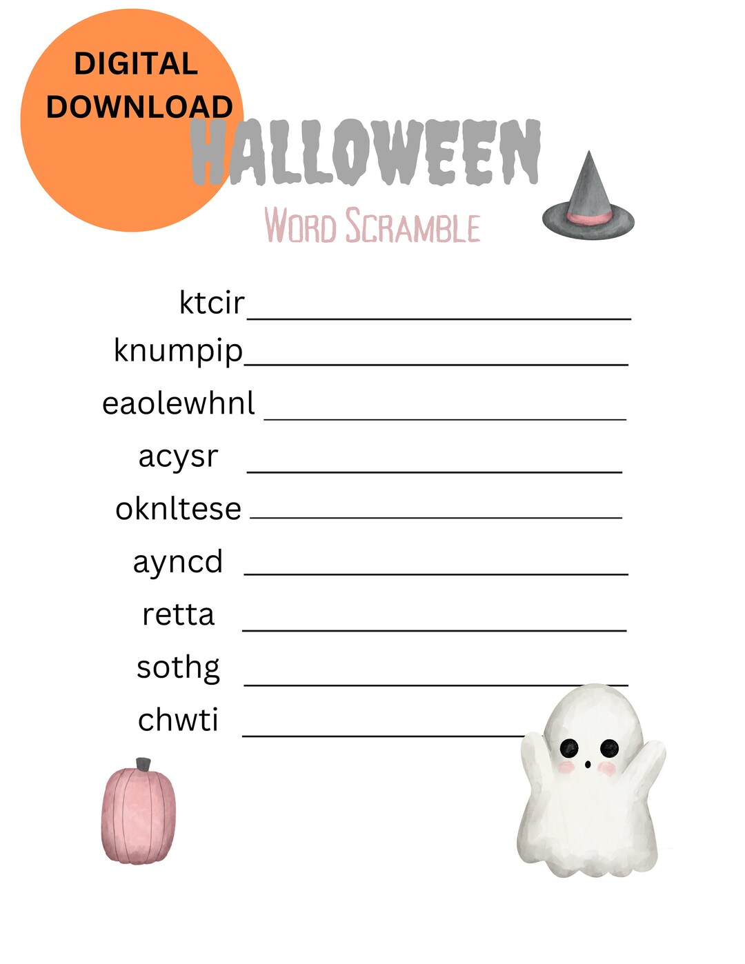 Halloween Party Game Word Scramble Halloween Activity - Etsy