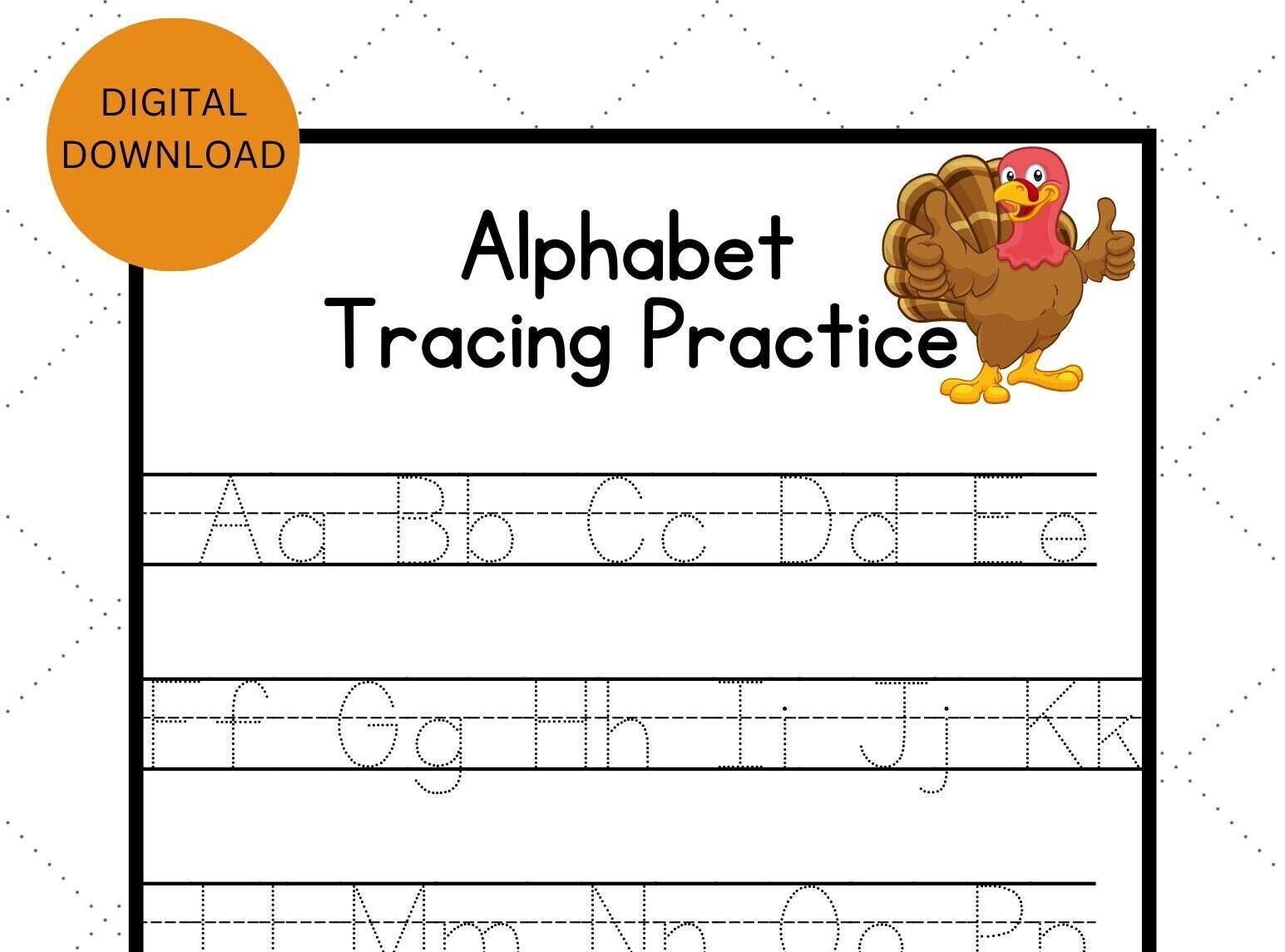 Thanksgiving Alphabet Tracing Worksheet, A-Z, ABC Tracing Worksheet ...