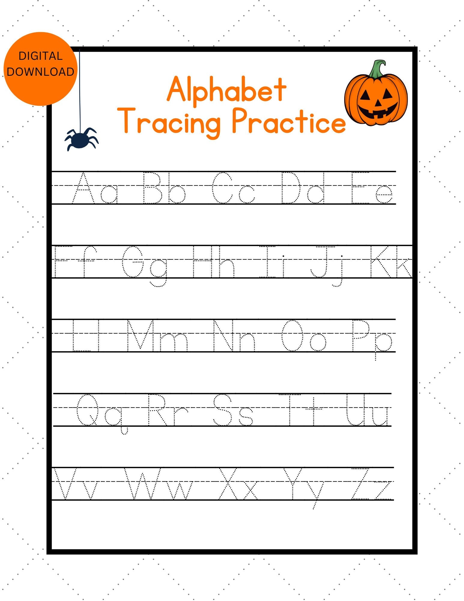 Halloween Alphabet Tracing Worksheets, A-Z, ABC Tracing Worksheet ...