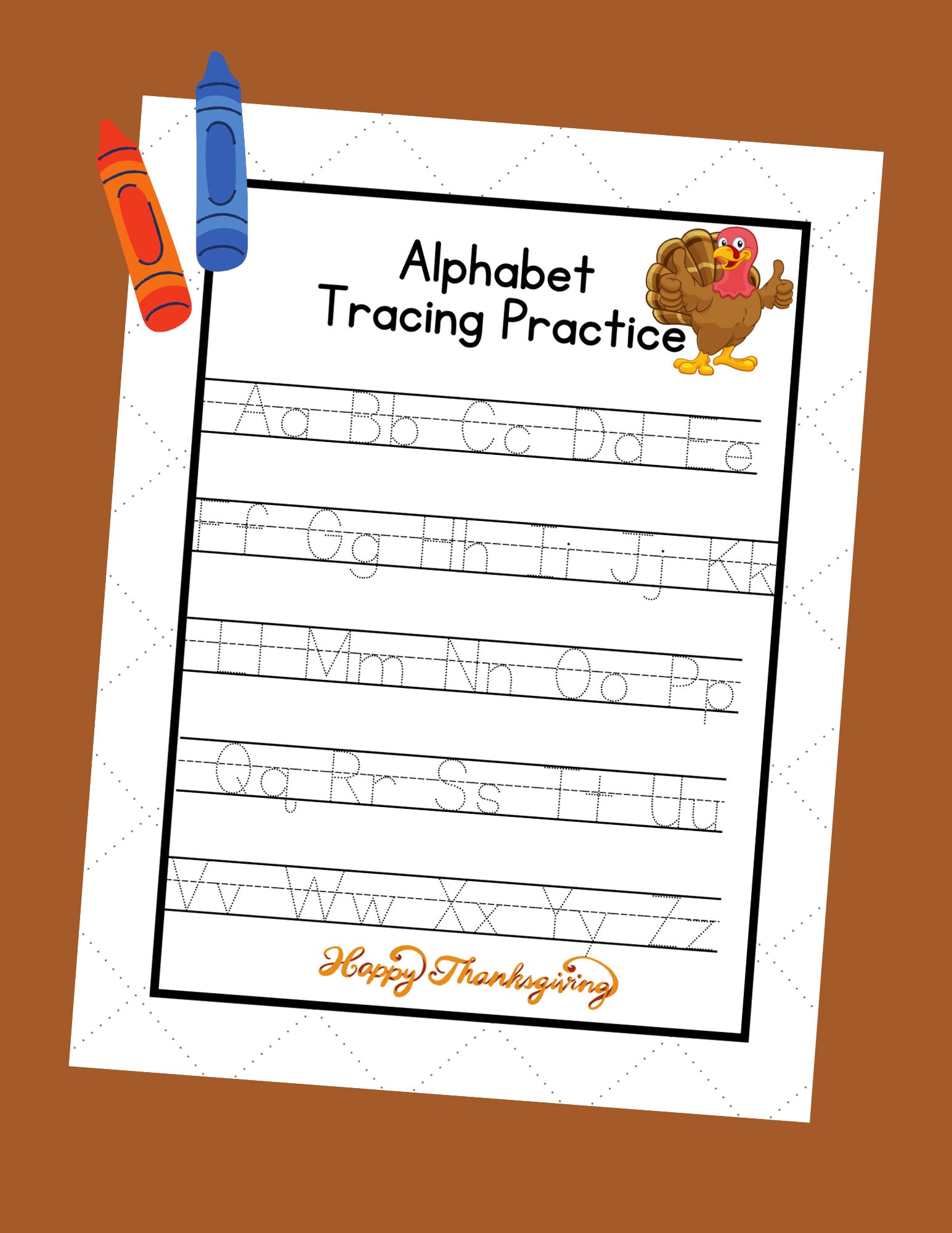 Thanksgiving Alphabet Tracing Worksheet, A-Z, ABC Tracing Worksheet ...