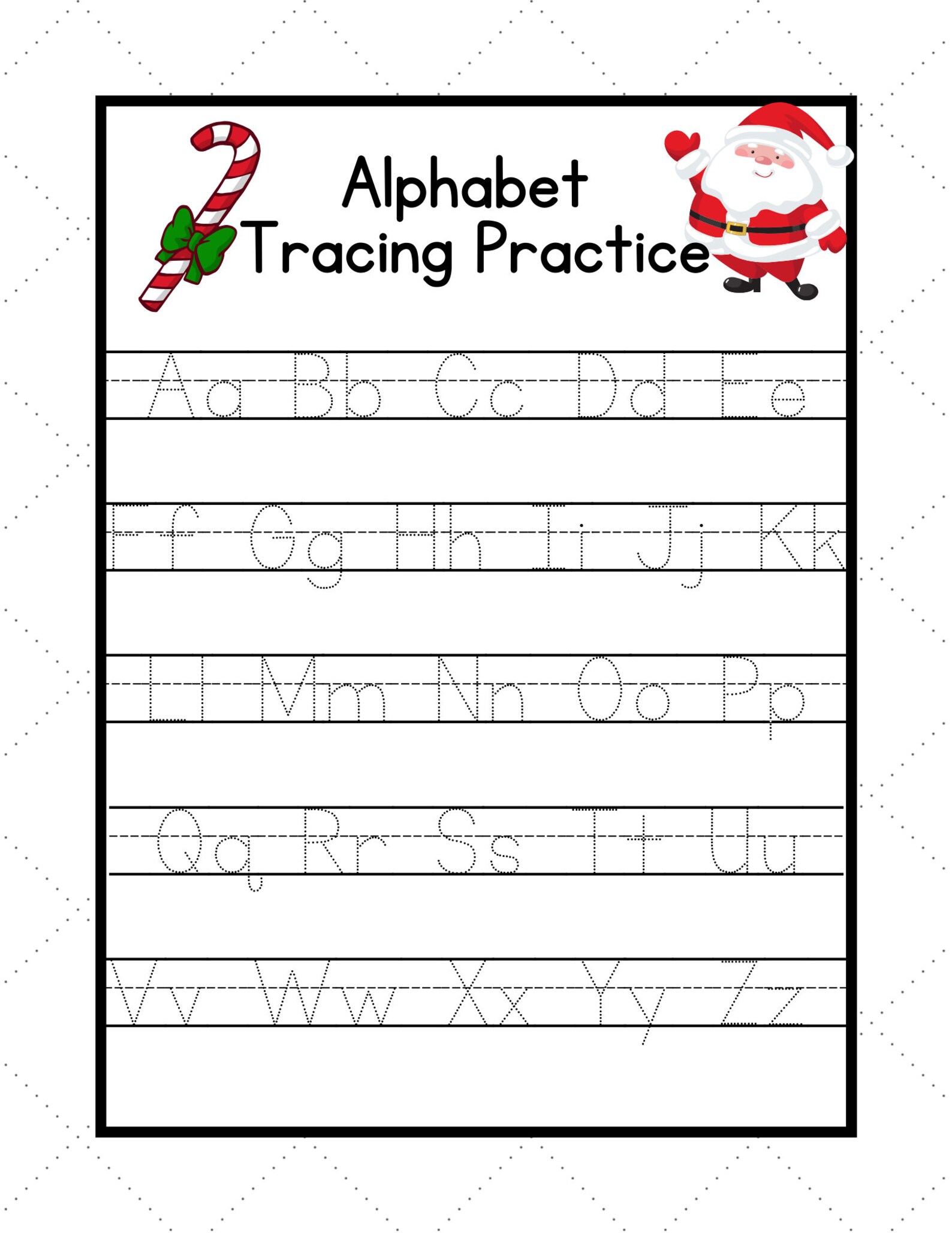 Christmas Alphabet Tracing Worksheet, A-Z, ABC Tracing Worksheet ...