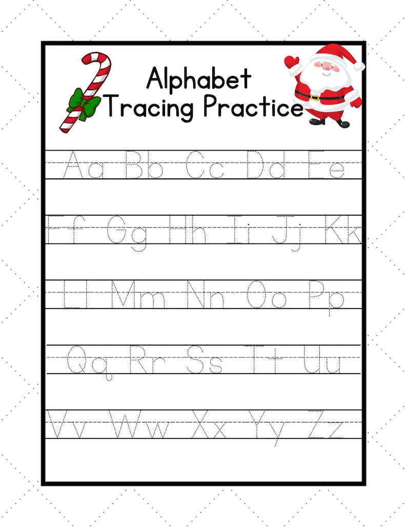 Christmas Alphabet Tracing Worksheet, A-Z, ABC Tracing Worksheet ...