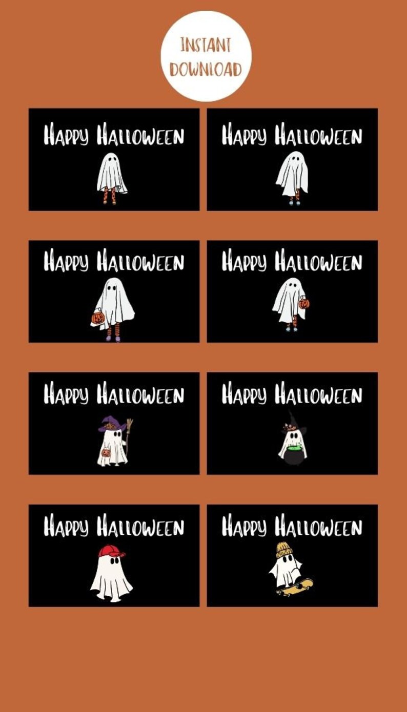 Printable Halloween Tags, Ghost Gift Tags, Treat Bag Tag, Ghost ...