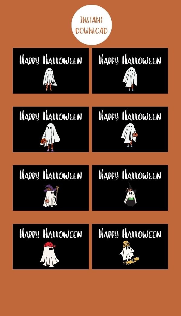 Printable Halloween Tags, Ghost Gift Tags, Treat Bag Tag, Ghost ...