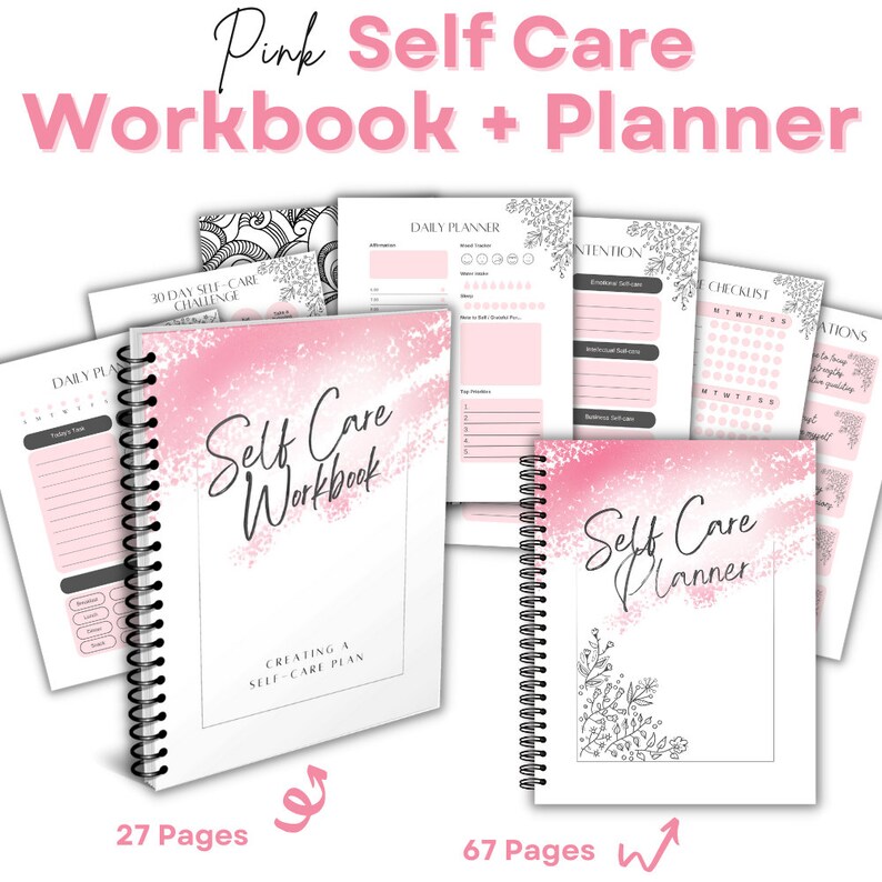 Pink Self-care Workbook and Planner, Self-love Workbook and Planner ...