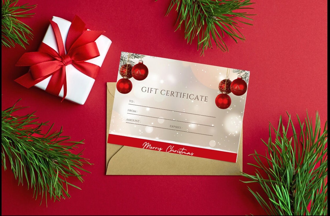 Digital Christmas Gift Certificate, Christmas Voucher, Printable ...