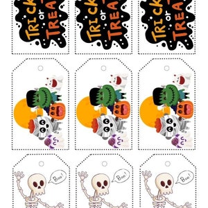 Halloween Treat Tags, Halloween Favor Tags, Instant Download Halloween ...