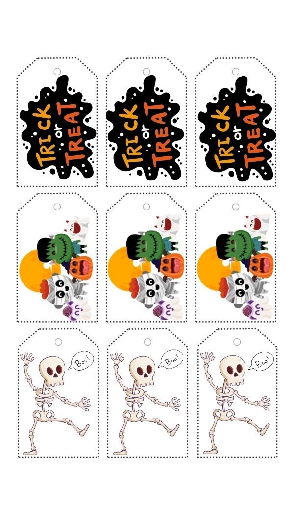 Halloween Treat Tags, Halloween Favor Tags, Instant Download Halloween ...