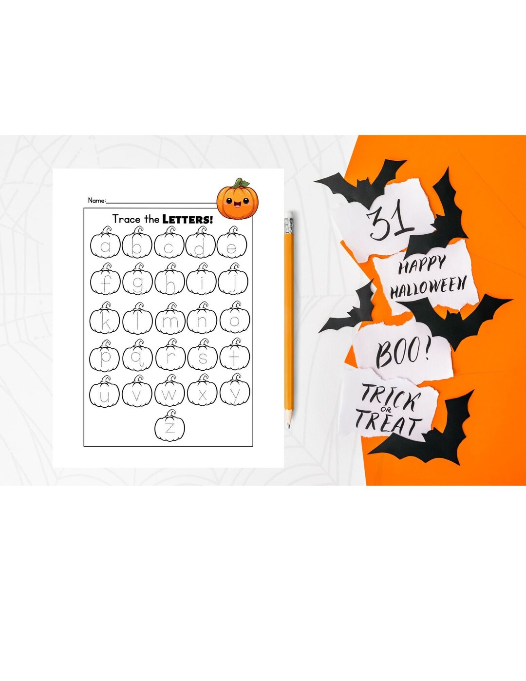 Halloween Alphabet Tracing Worksheets, A-Z, ABC Tracing Worksheet ...