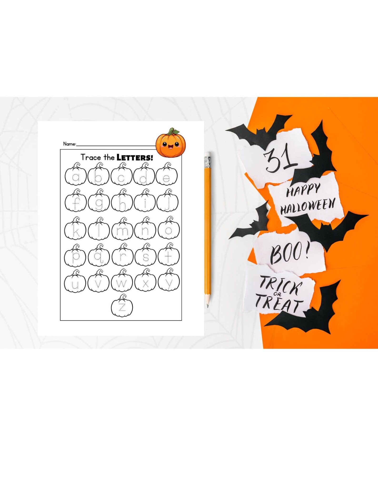Halloween Alphabet Tracing Worksheets, A-Z, ABC Tracing Worksheet ...