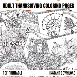 Adult Thanksgiving Coloring Sheets, Thanksgiving Coloring Book, Adult ...