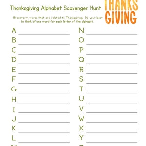 Thankful ABC Game, Thankful A-Z Game, Thanksgiving Gratitude Activity ...