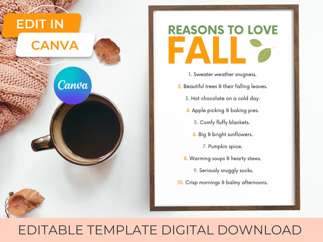 Reasons We Love Fall Decor Printable Art, Cute Fall Decorations With ...