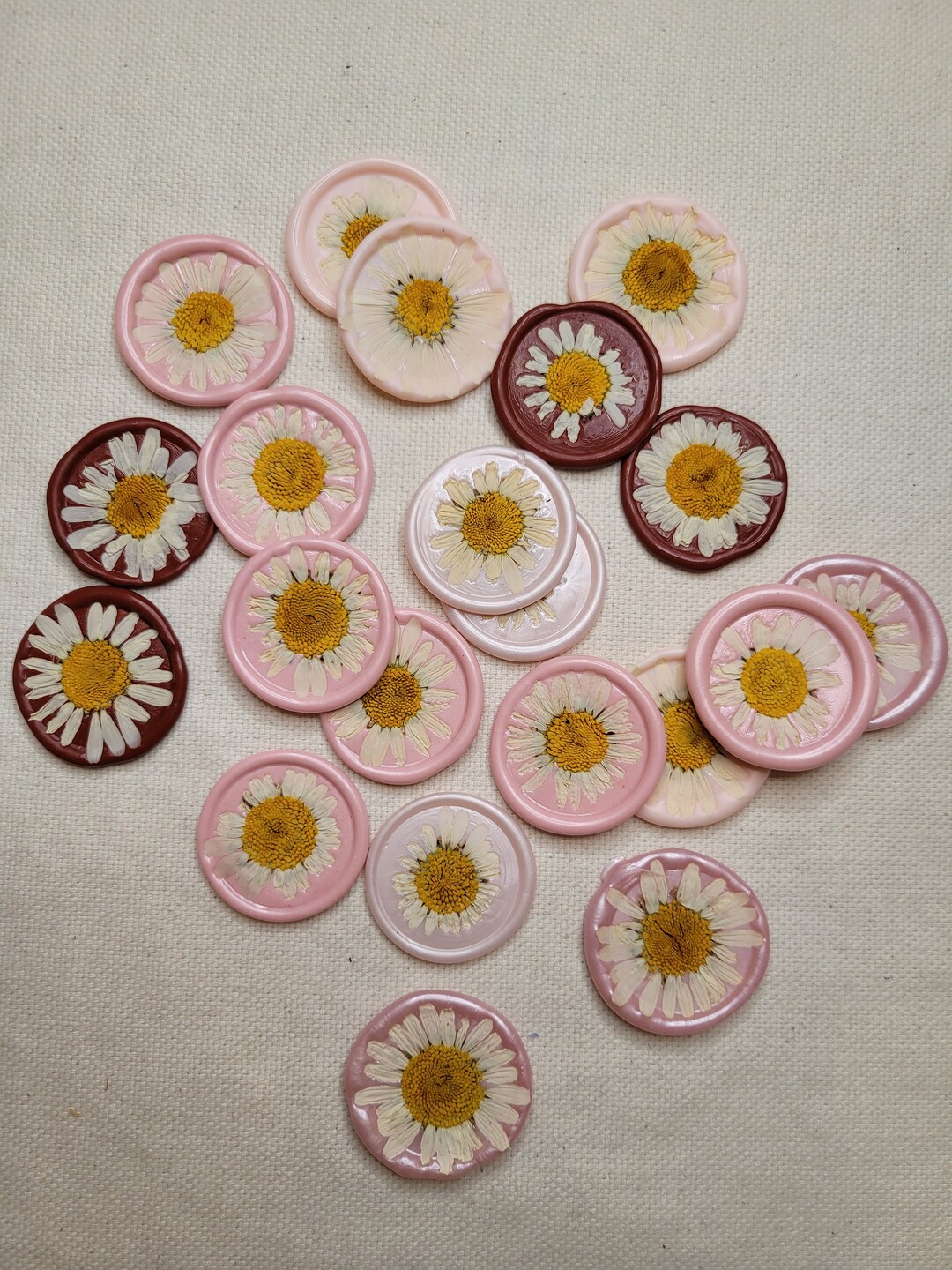 Daisy Wax Seal // Blush Pressed Flower Wax Seal // Self-adhesive Wax ...