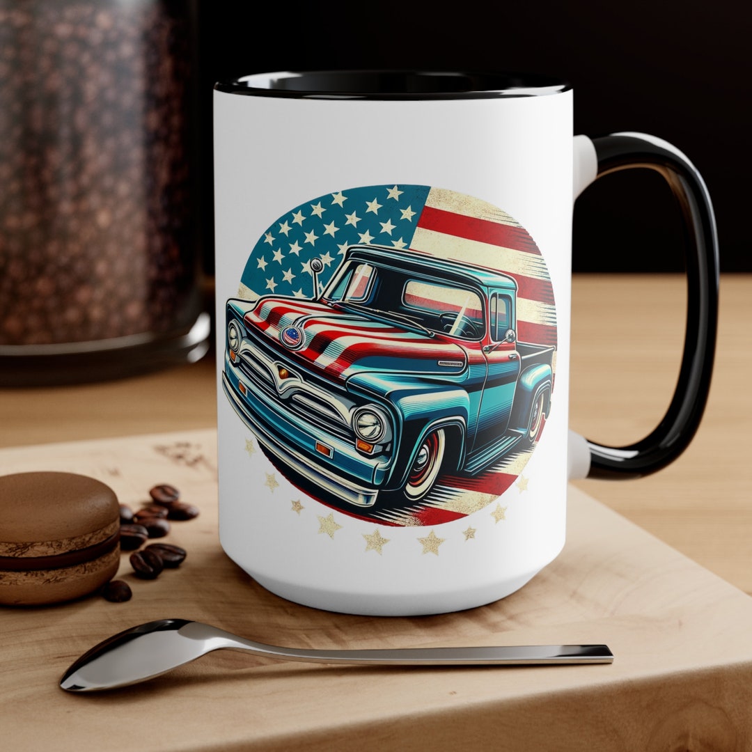 Vintage American Coffee Cup | American Coffee Mug | Retro Pickup Truck ...