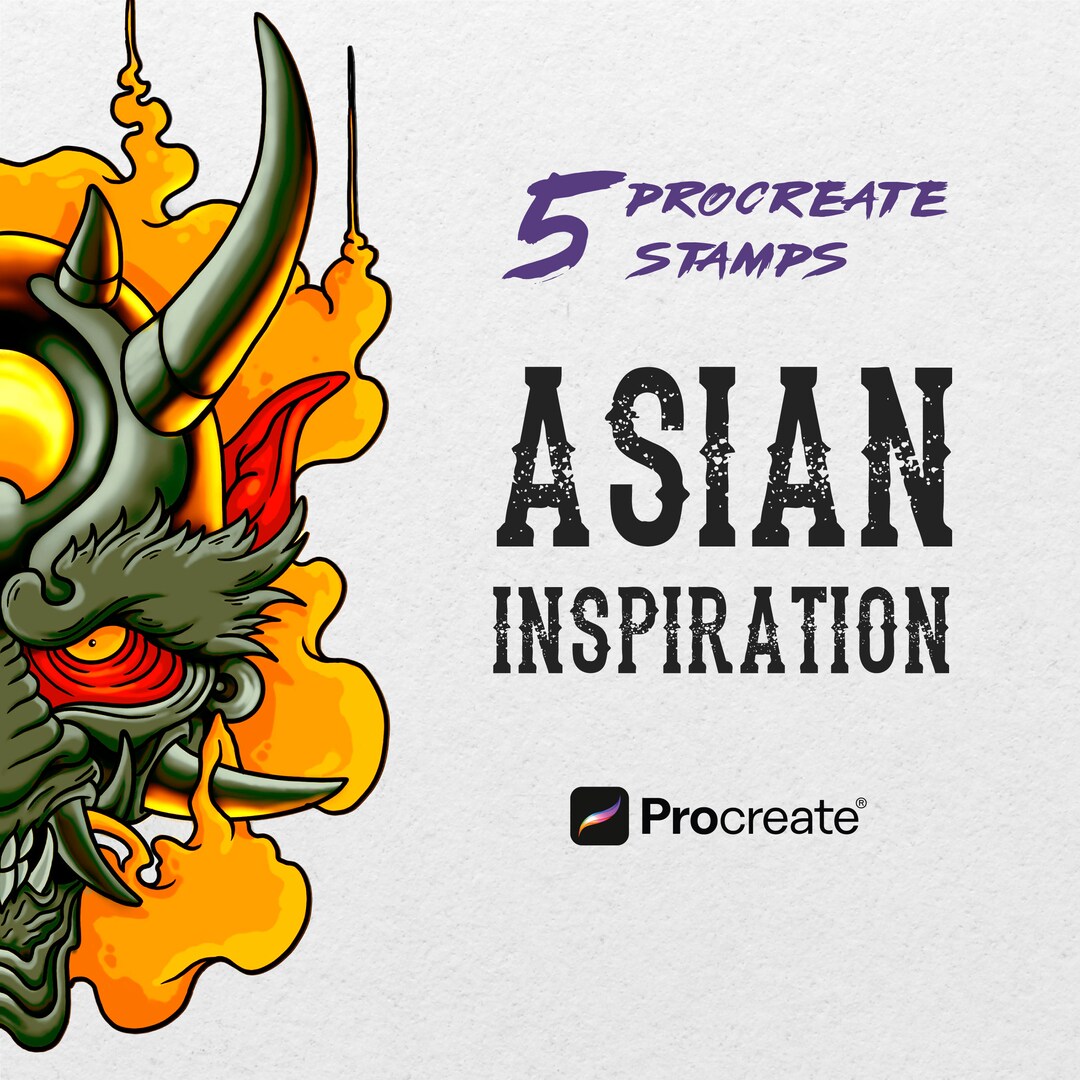Asian Inspiration Procreate Stamps: Koi, Hannya, Samurai, Dragon, Tiger ...