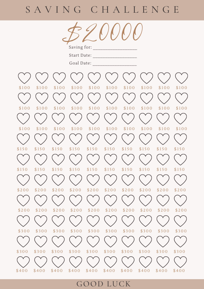 20K Savings Challenge, Money Saving Challenge, Save 20000 in a Year ...