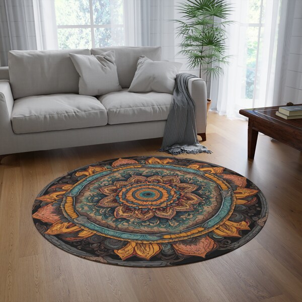 Colorful Mandala Area Rug - Etsy