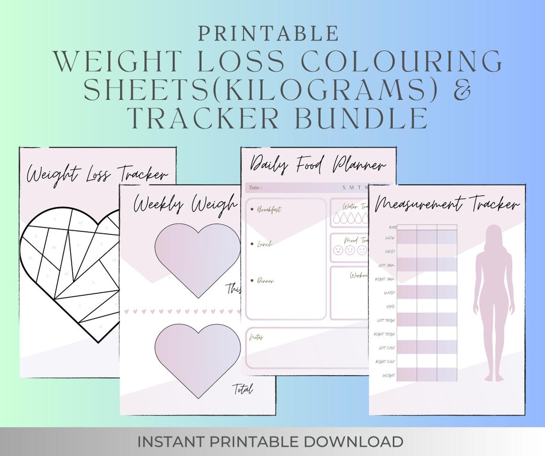Geometric Heart Weight Loss Colouring Page, KG Loss Tracker, Printable ...
