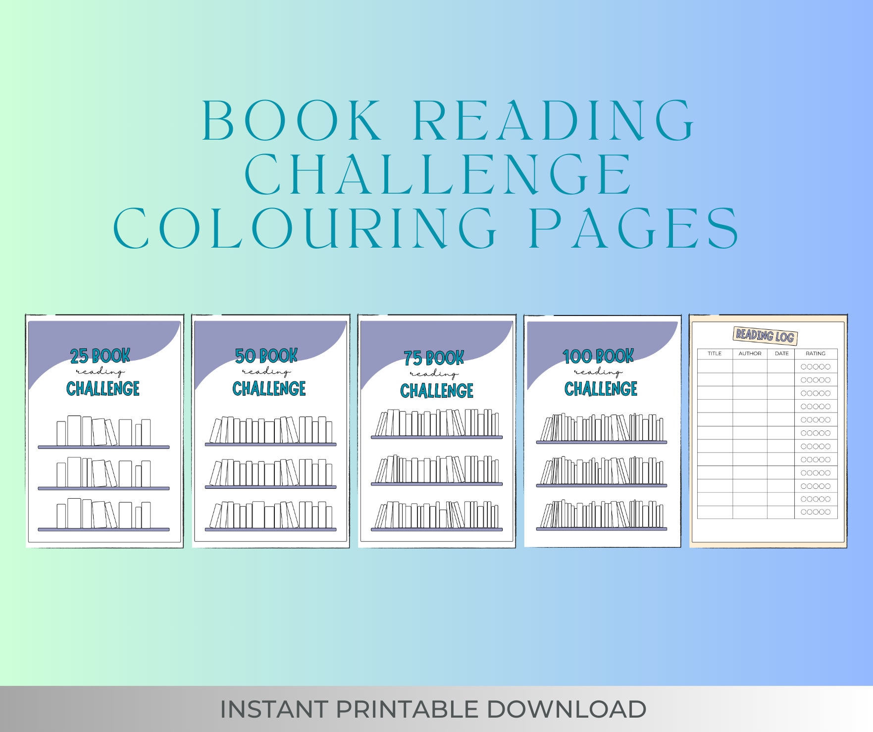 Reading Challenge Colouring Pages, Printable Tracker for Reading ...